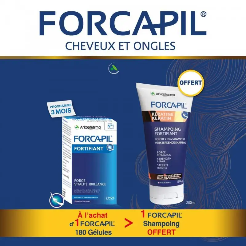 Forcapil pack Fortifiant 180 gélules + shampooing anti-chute 200ml ...